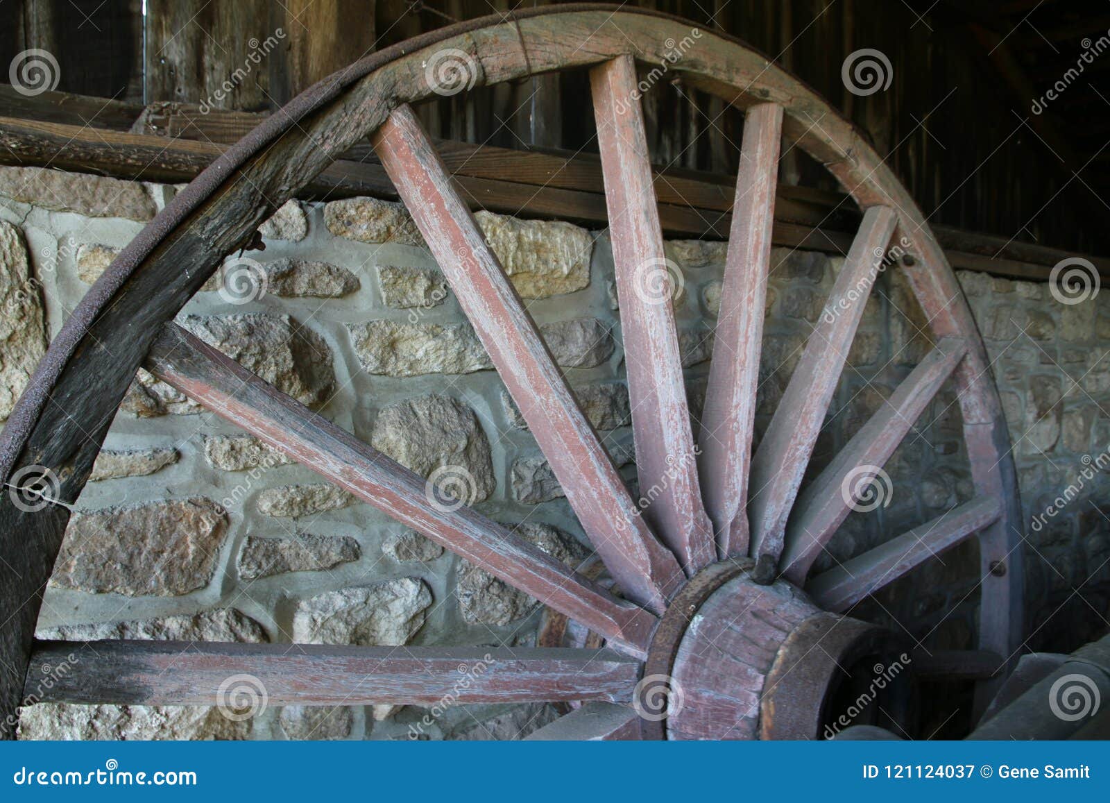 The Old Wooden Wheel in the Barn. Stock Image - Image of isolated ...