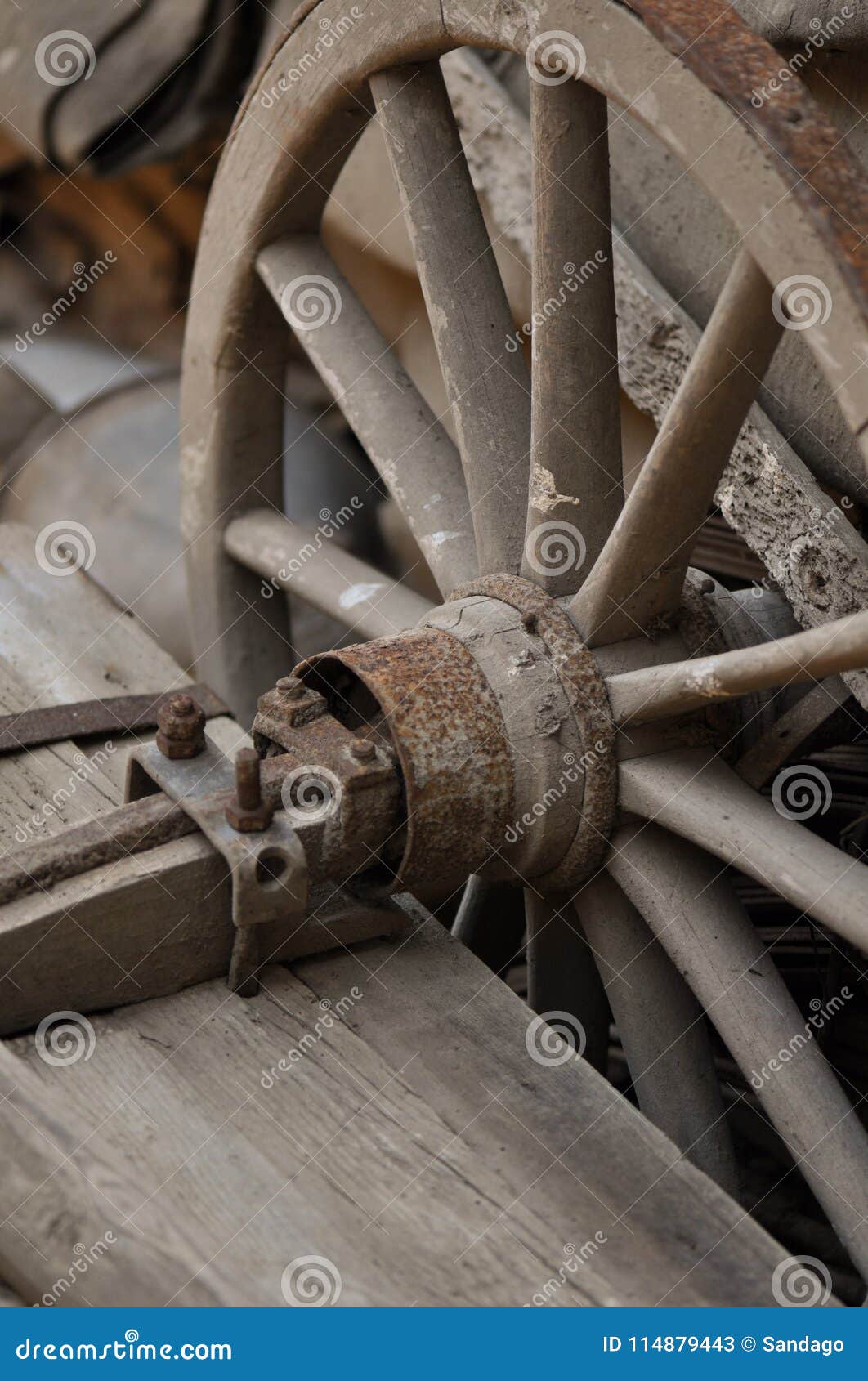 Old wooden wheel. stock image. Image of wheel, closeup - 114879443