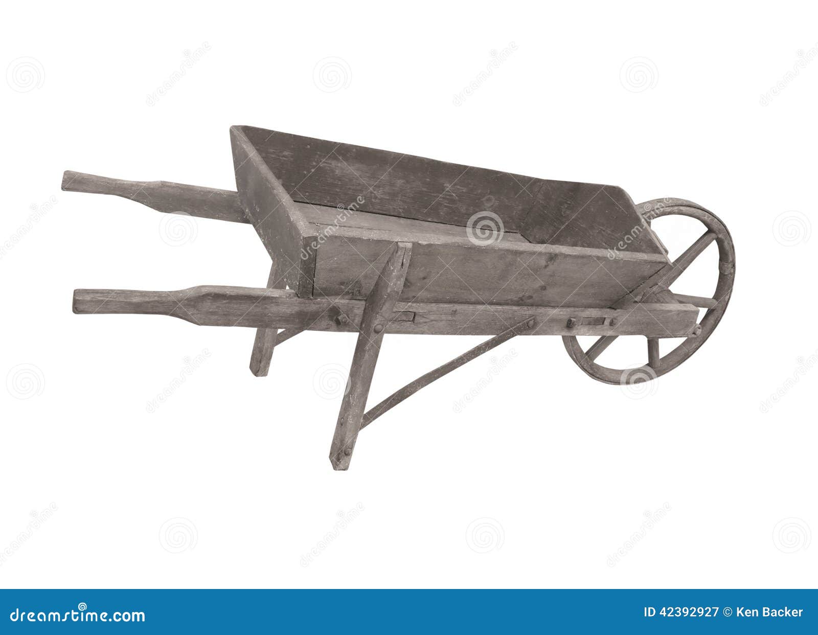Old Wooden Wheelbarrow Isolated. Stock Image - Image of isolated ...