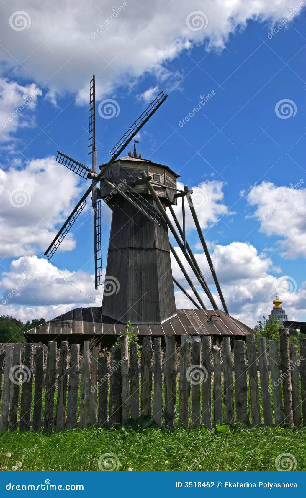 The old wooden wind mill stock photo. Image of architecture - 3518462