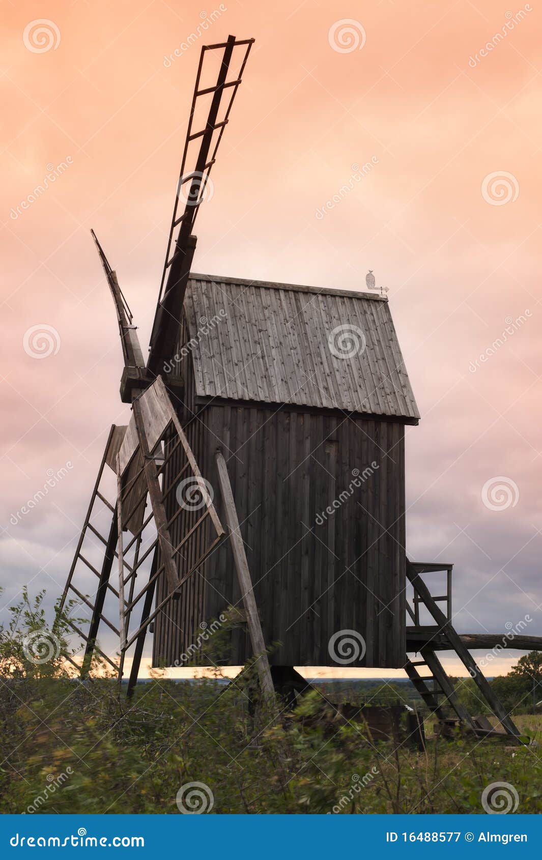 Old Wooden Windmill stock image. Image of building, heritage - 16488577