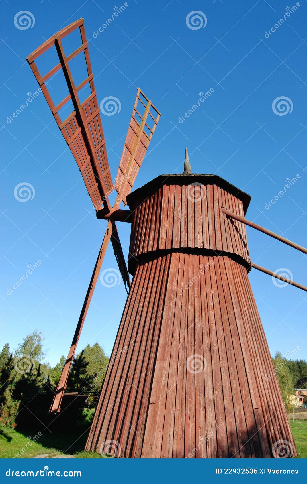 Old Wooden Windmill stock photo. Image of mill, tower - 22932536