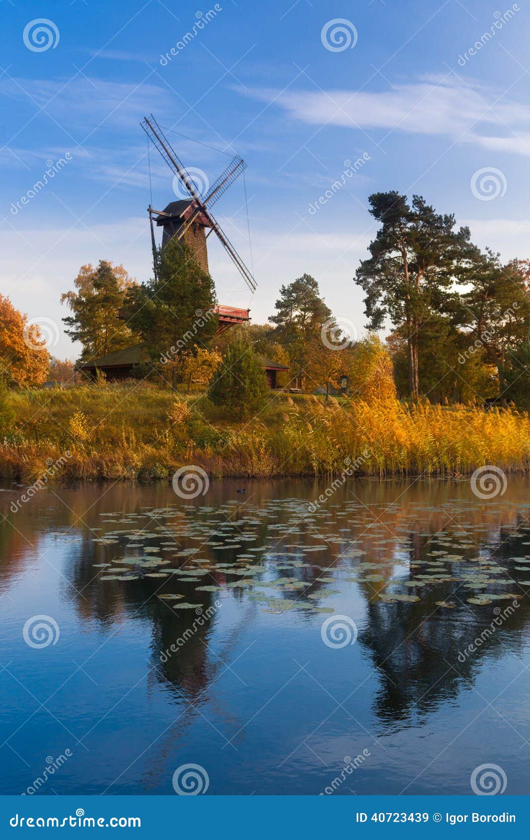 Old Wooden Windmill in Autumn S Environment Stock Image - Image of ...