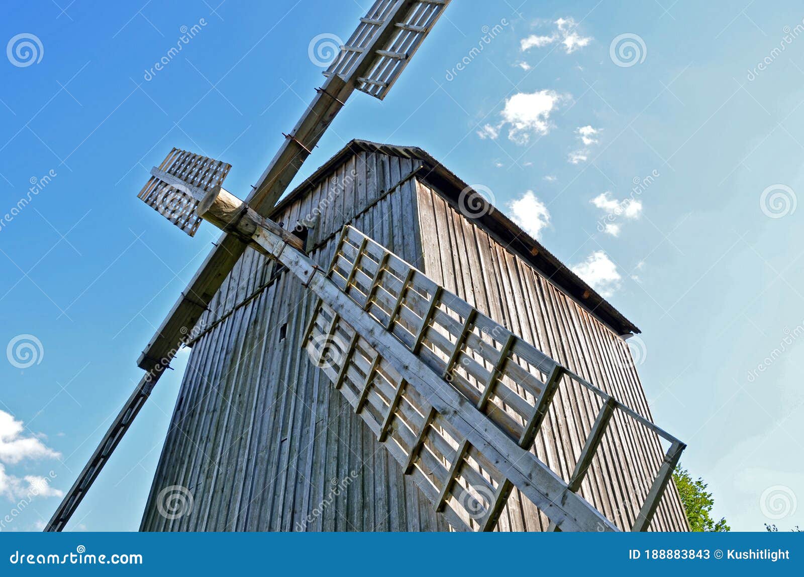 Old Wooden Windmill Close Up Stock Image - Image of windmill ...