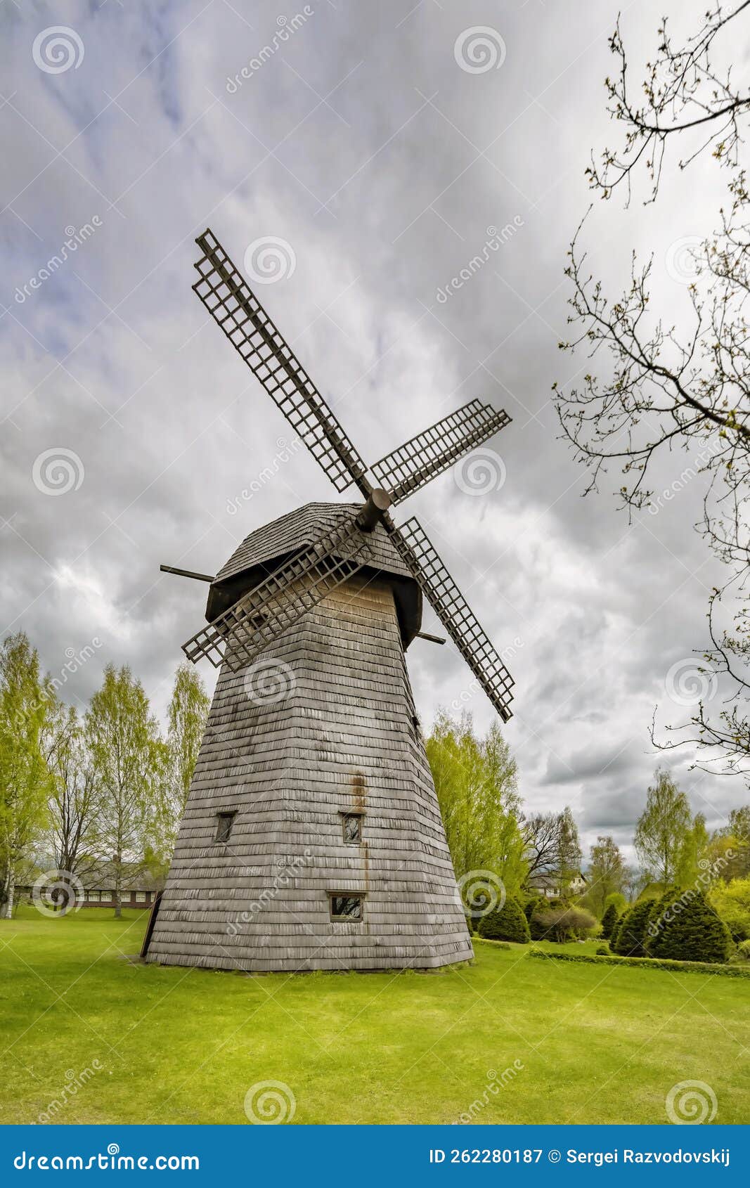 Old Wooden Windmill in Rural Area Editorial Photography - Image of ...