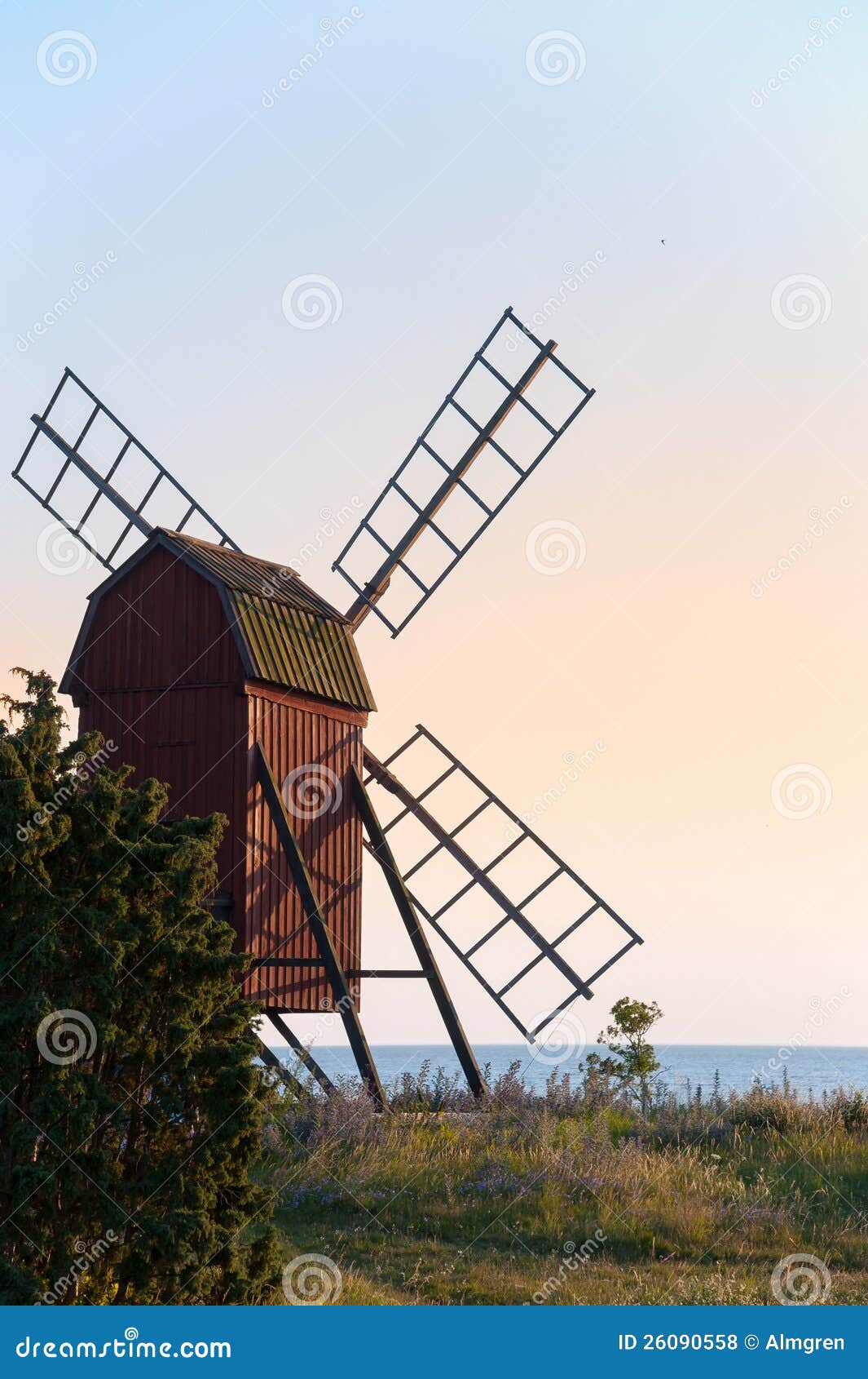 Old Wooden Windmill, Sweden Stock Photo - Image of historic, europe ...