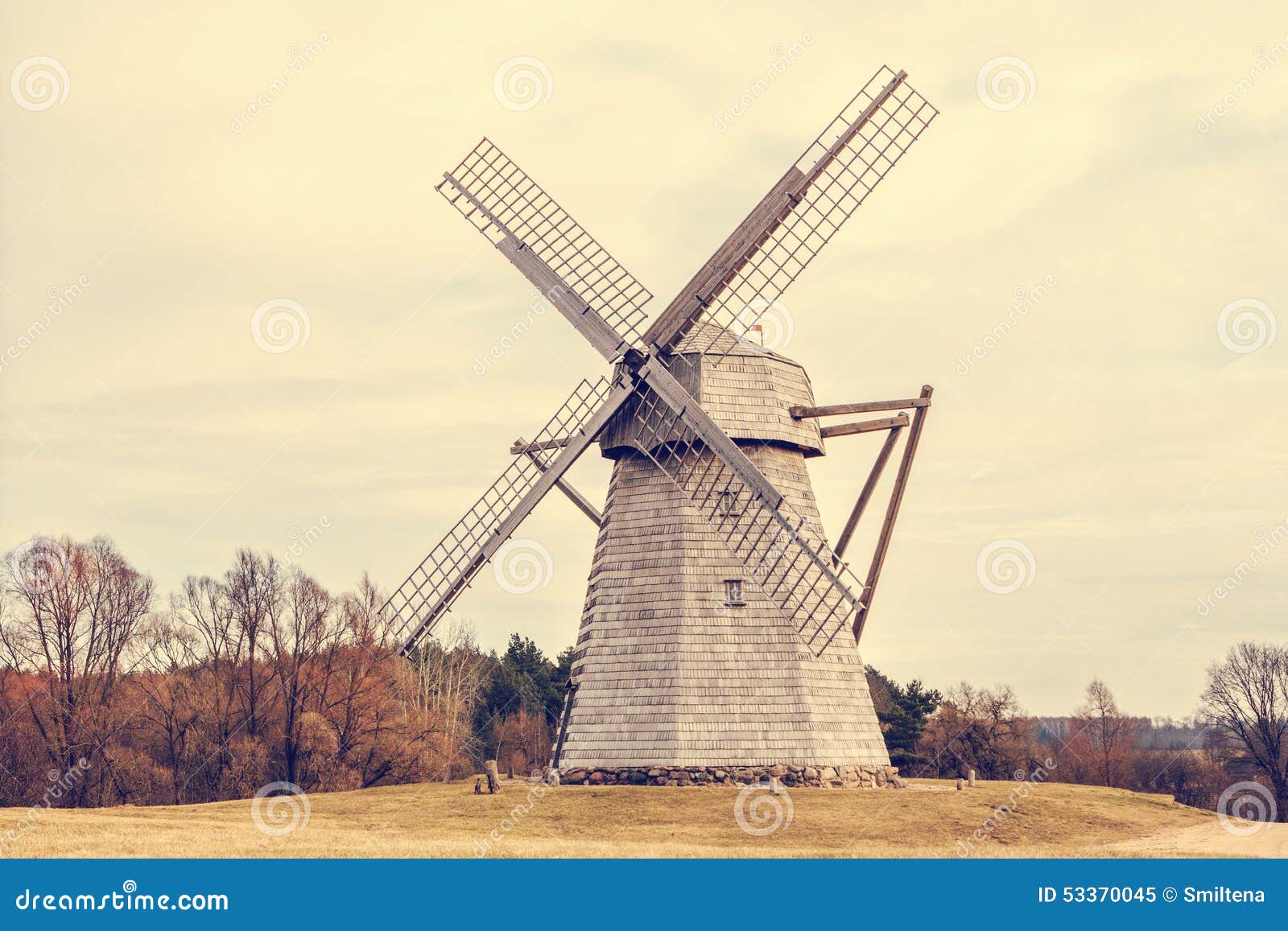 Old wooden windmill stock image. Image of pump, idyllic - 53370045