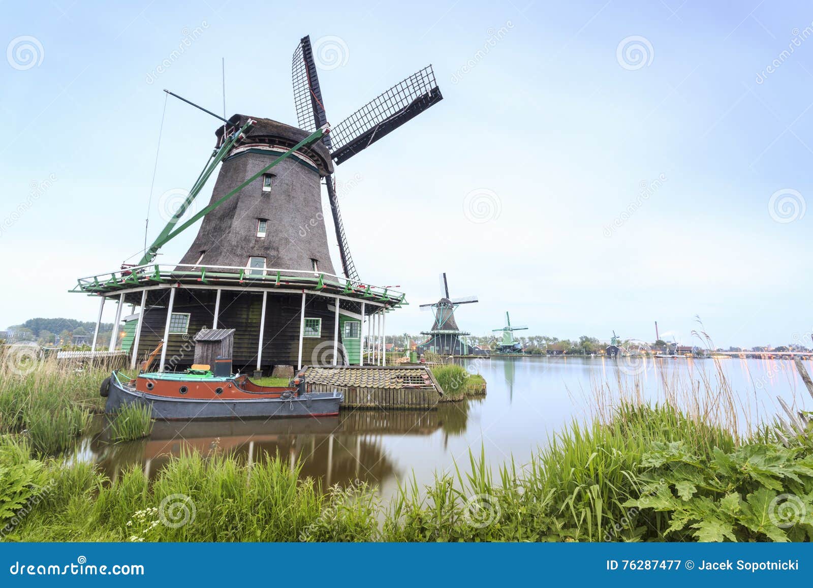 Old, Wooden Windmills in the Netherlands Stock Image - Image of ...