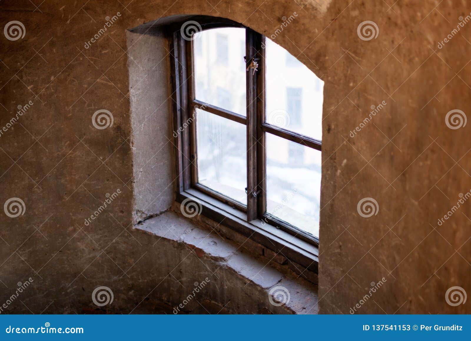Old Wooden Window Frame in Old Apartment Building Stock Image - Image ...