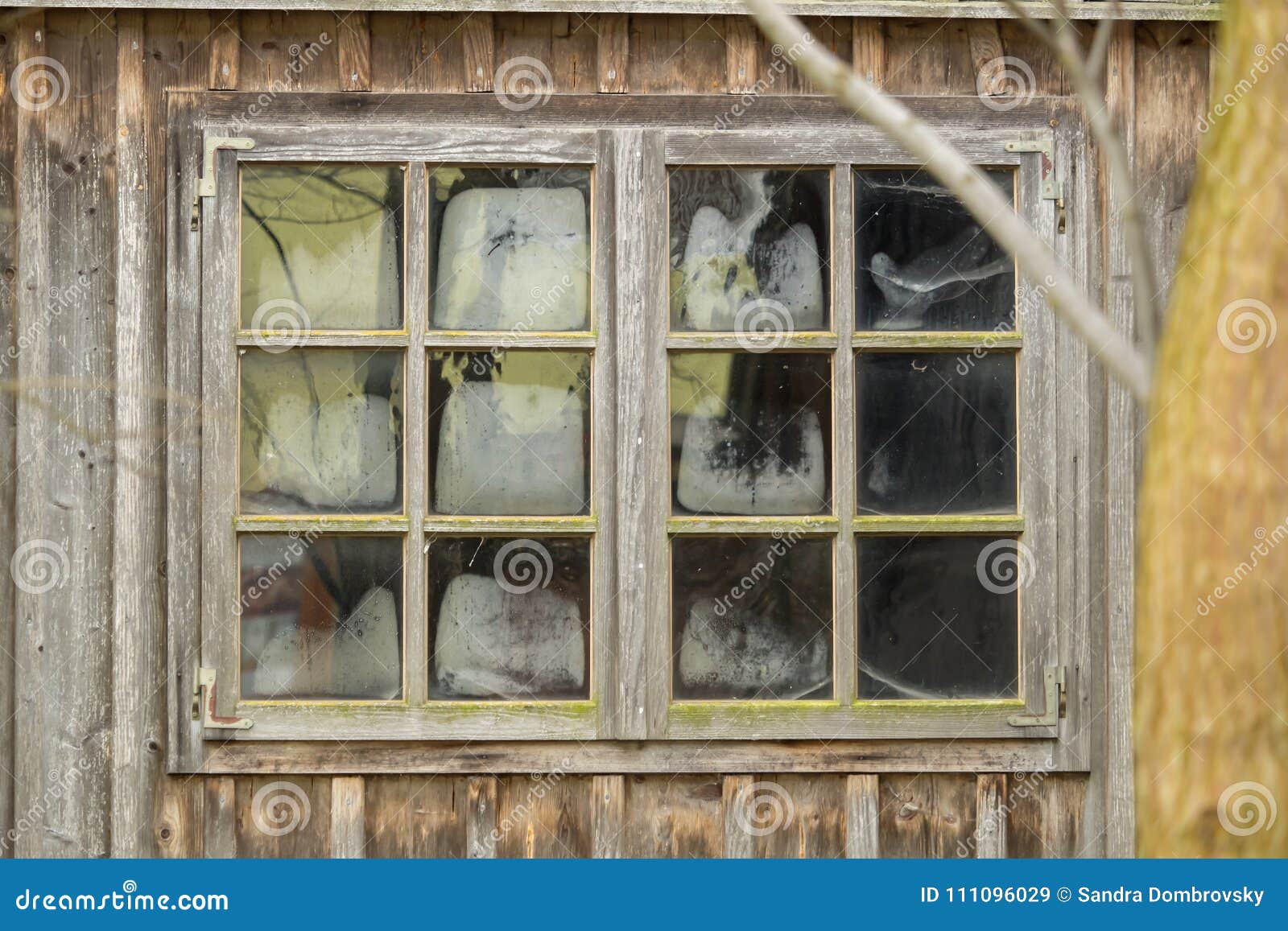 An Old Wooden Window of an Old Wooden Hut Stock Image - Image of ...