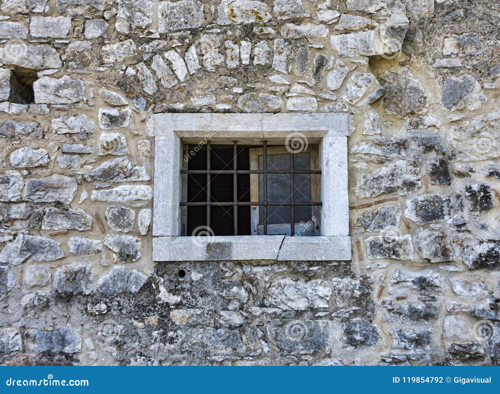 Old prison window stock photo. Image of padlock, close - 119854792