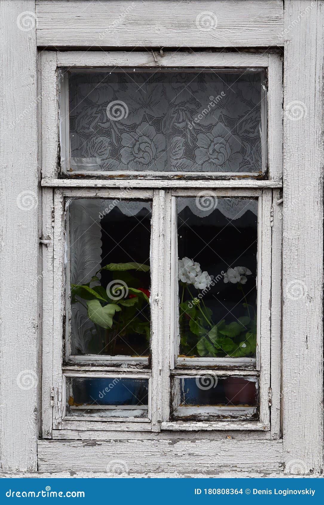 Old Wooden Window. Vintage Frame Texture with Peeling Paint. Stock ...