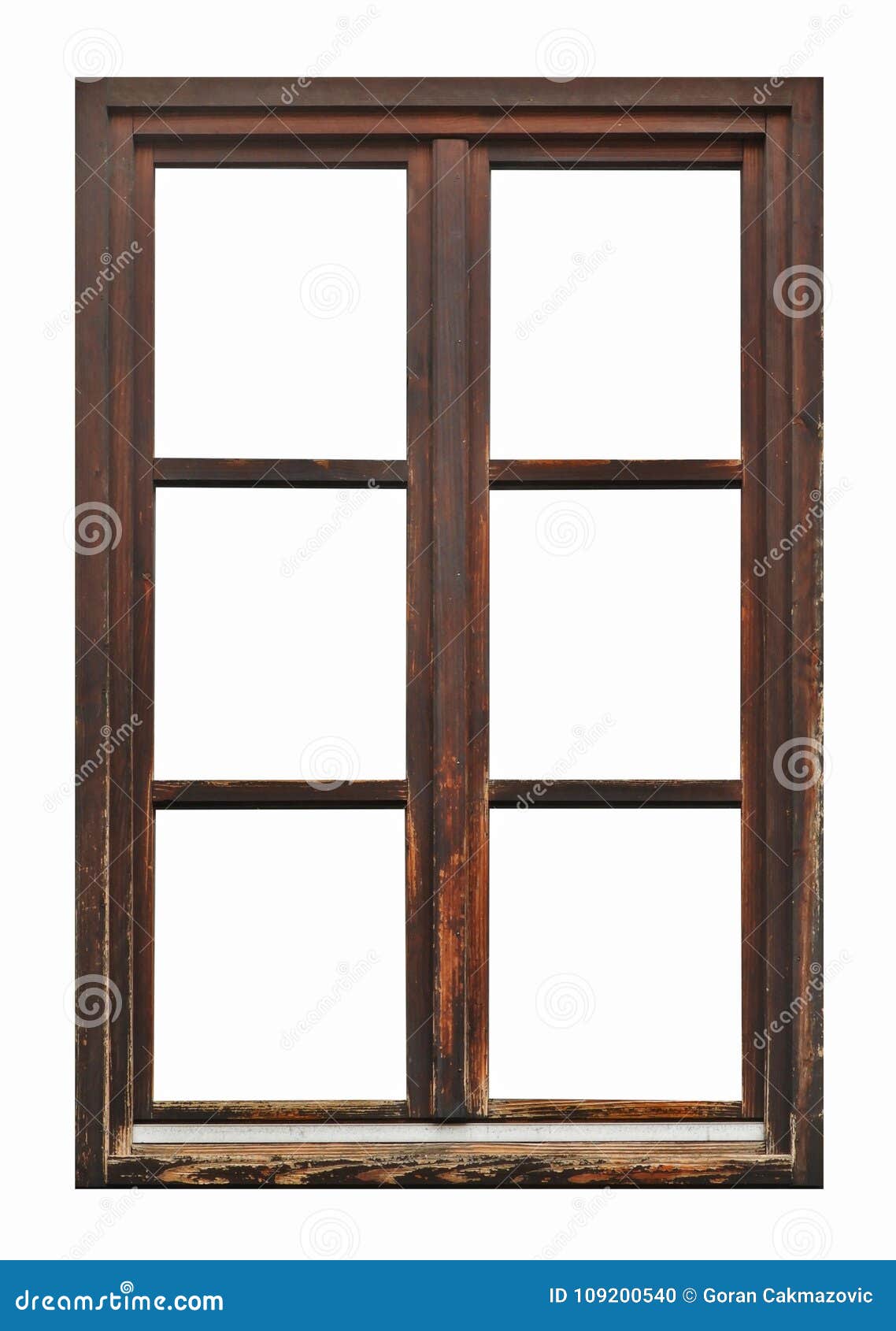 Old Wooden Window on White Background Stock Photo - Image of aged ...
