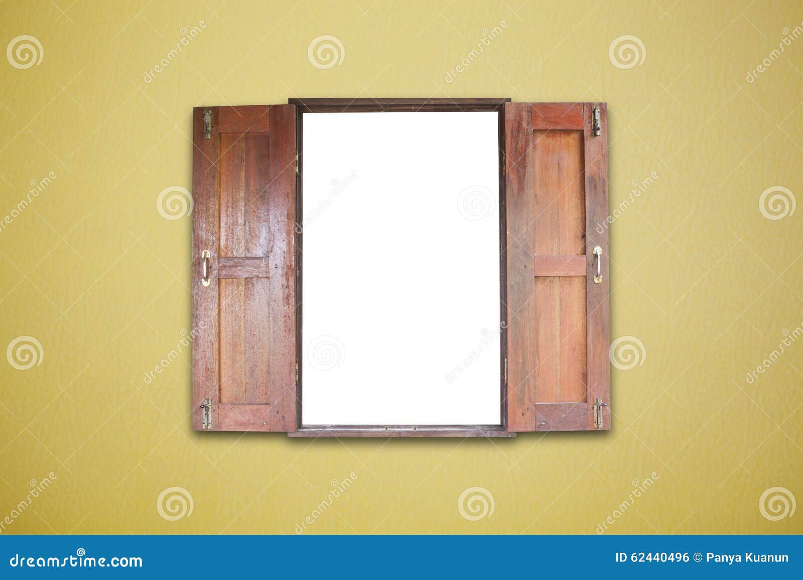 Old Wooden Windows Frame on Abstract Empty Leather Yellow Backg Stock ...