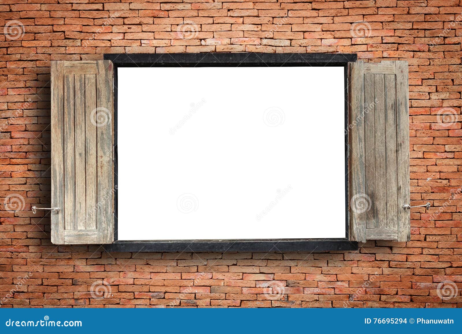 Old Wooden Windows Frame on Stone Wall with Empty Space Stock Photo ...