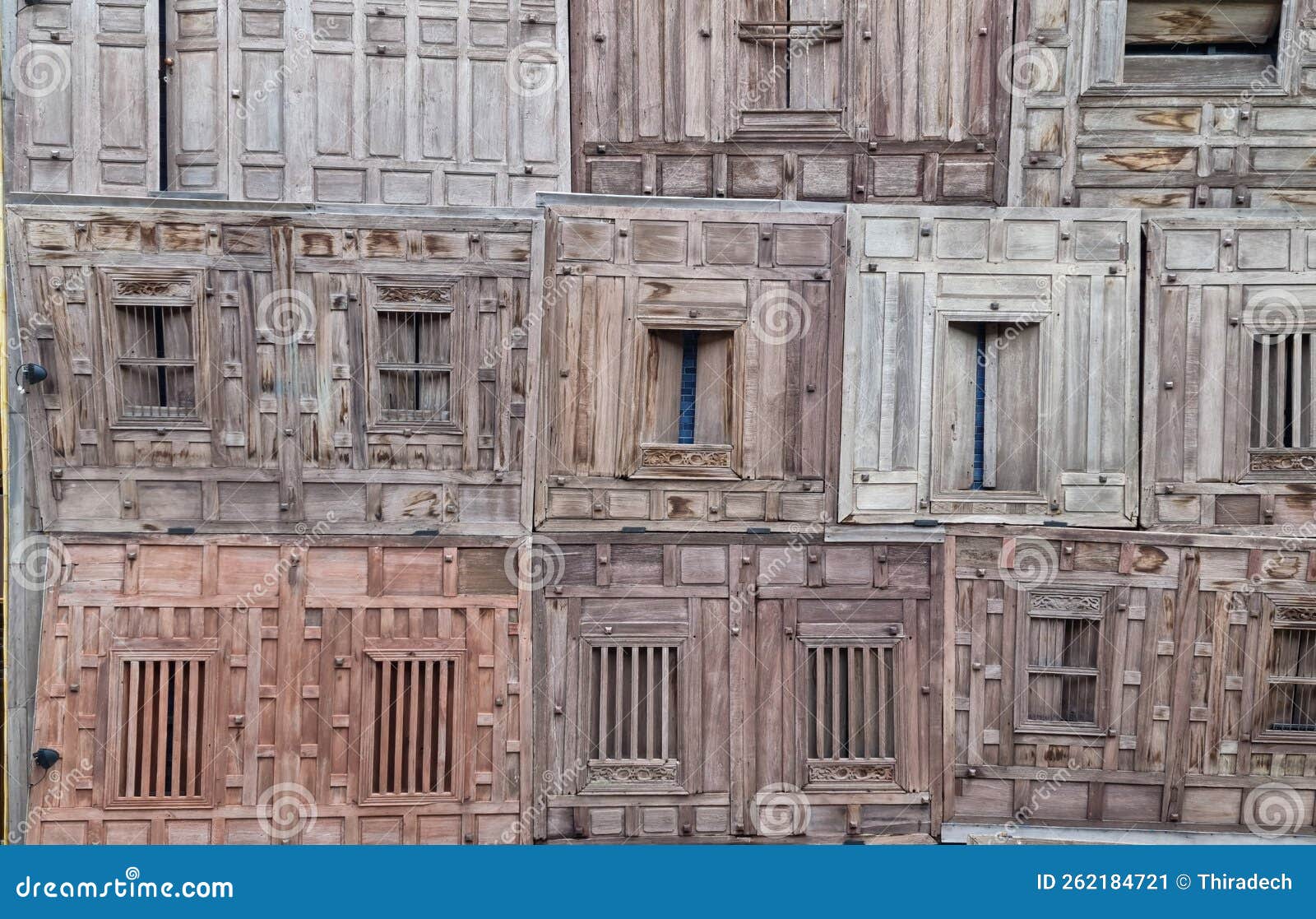 Old Wooden Windows Hidden in Traditional Texture and Background Stock ...