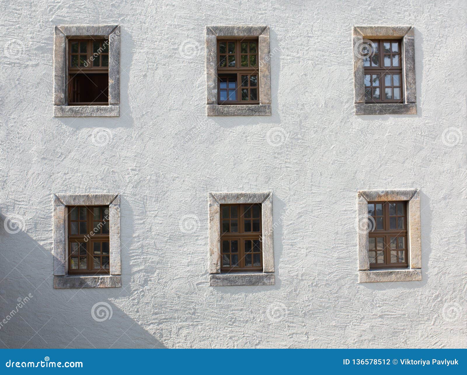 Old Wooden Windows on the Wall Outside of Building Stock Photo - Image ...