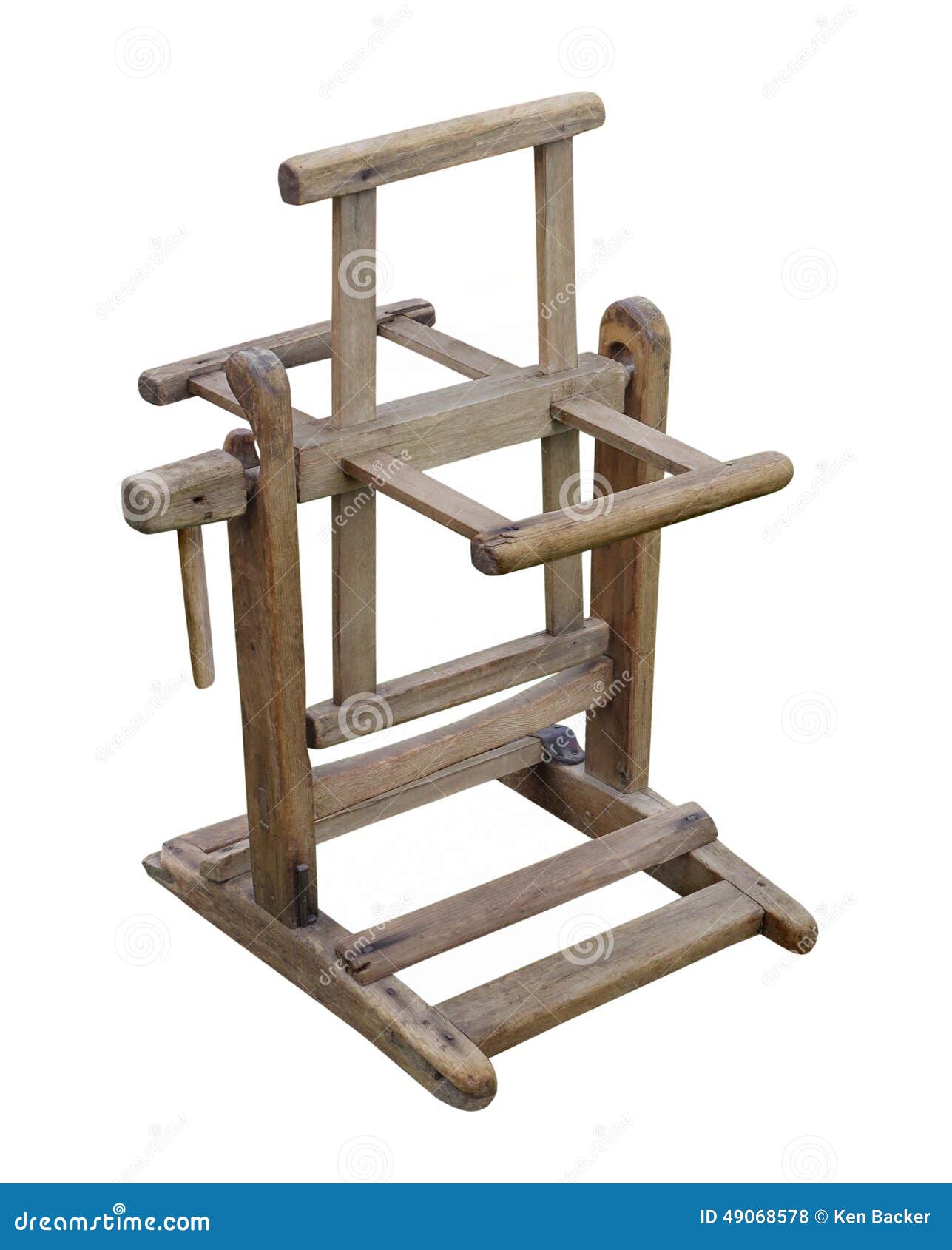 Old Wooden Wool Winder Isolated. Stock Photo - Image of winder, rustic ...