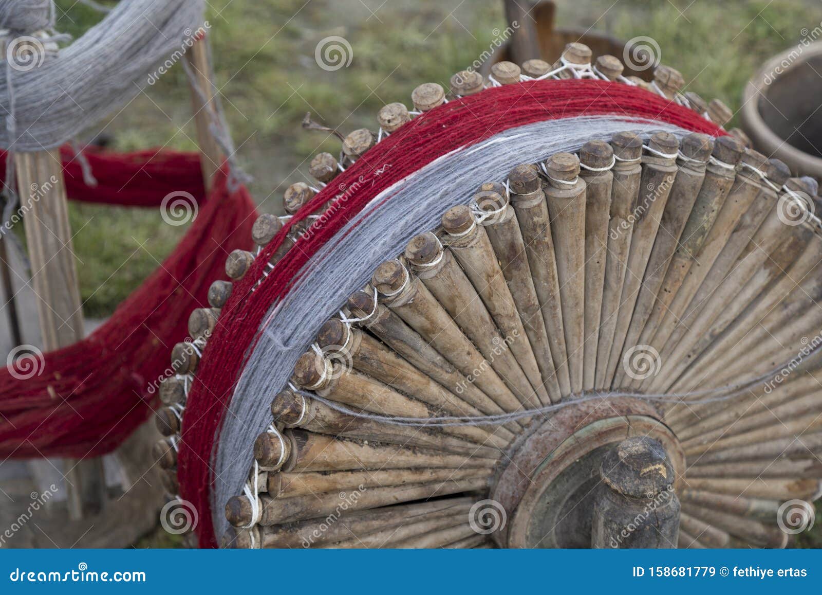 The Old Wooden Wool Winding Machine Stock Image - Image of cord, bobbin ...