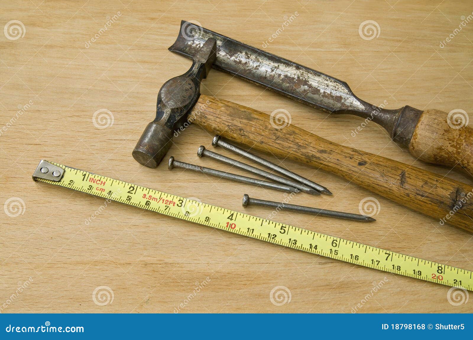 Old Woodwork and Carpentery Tools. Stock Photo - Image of measuring ...