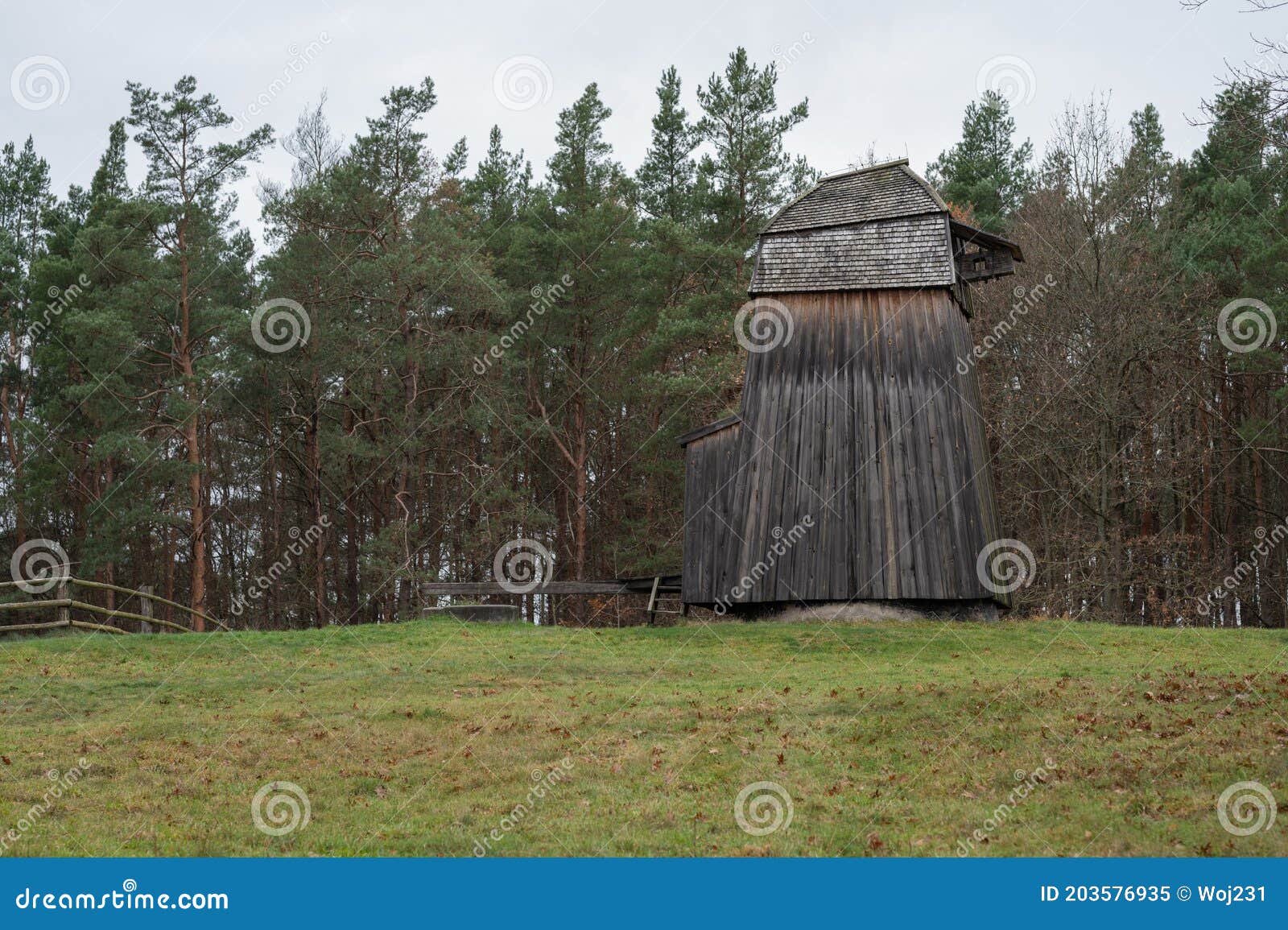 Old Woody Flour Mill on the Field Stock Image - Image of meadow, museum ...