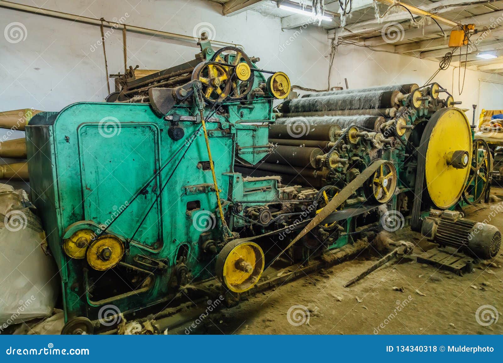 Old Wool Processing Machine. Carding of Wool Equipment Stock Photo ...