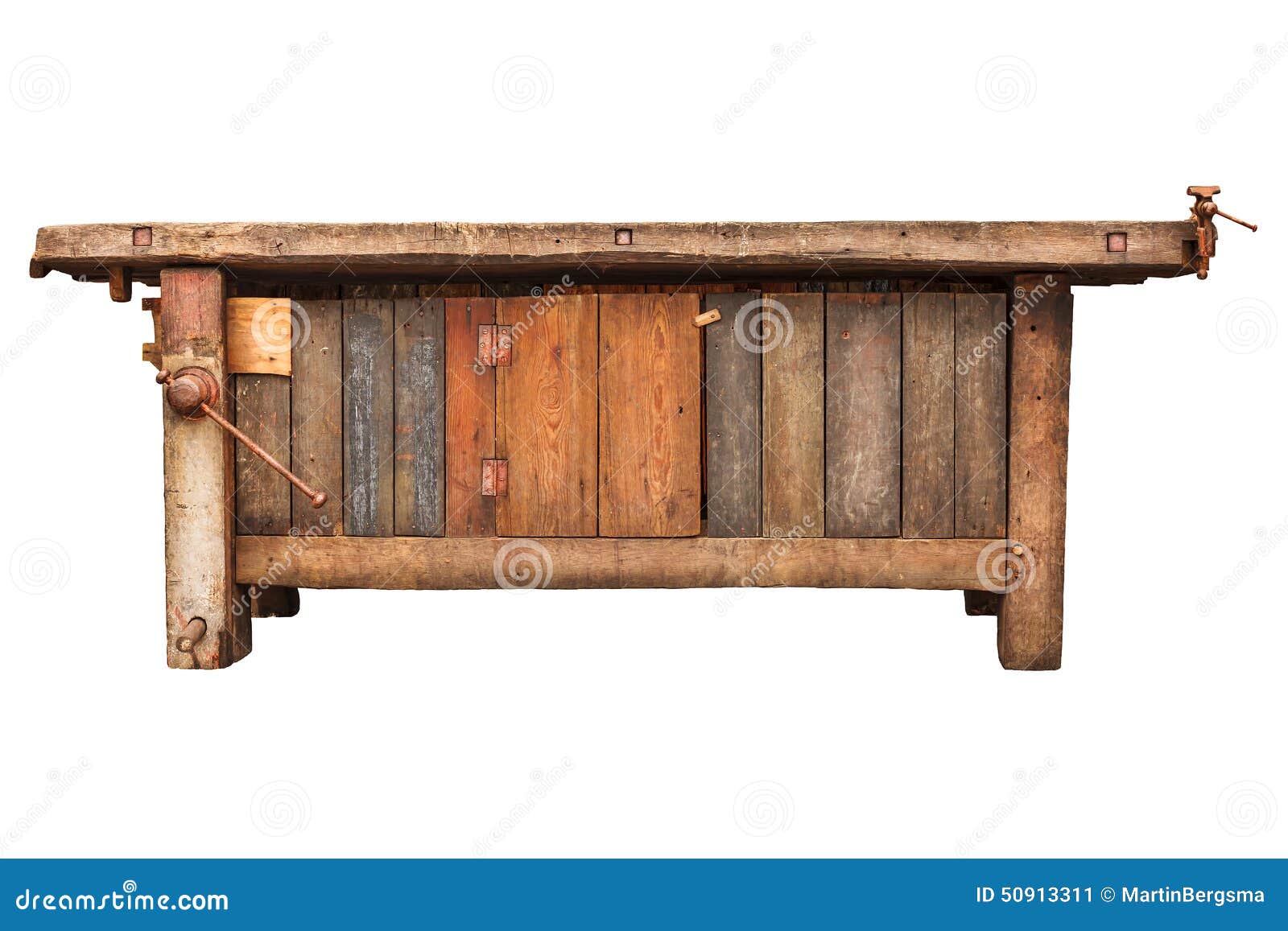 Old Work Bench Isolated on White Stock Image - Image of rusty ...