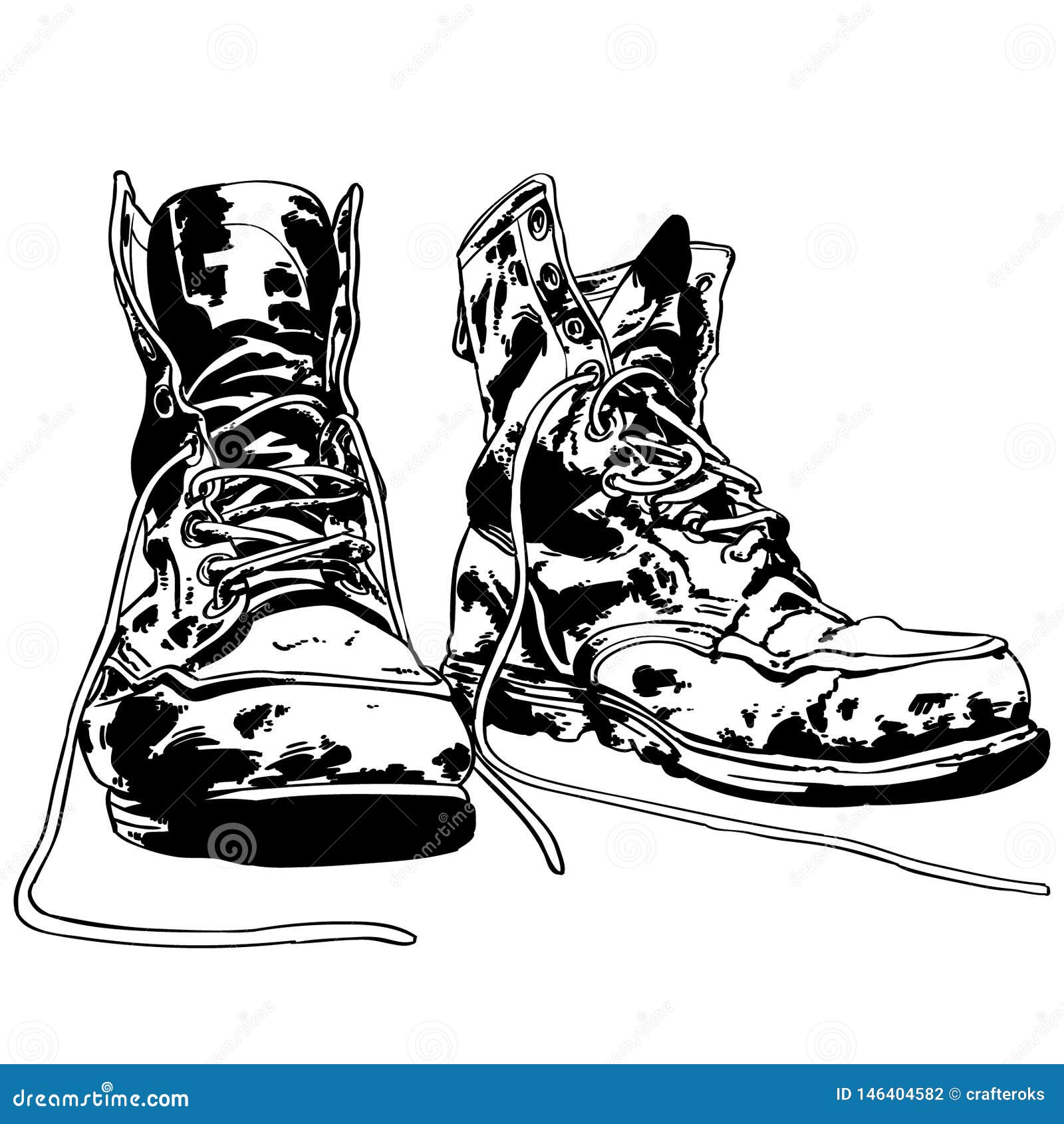 Old Work Boots Illustration by Crafteroks Stock Vector - Illustration ...