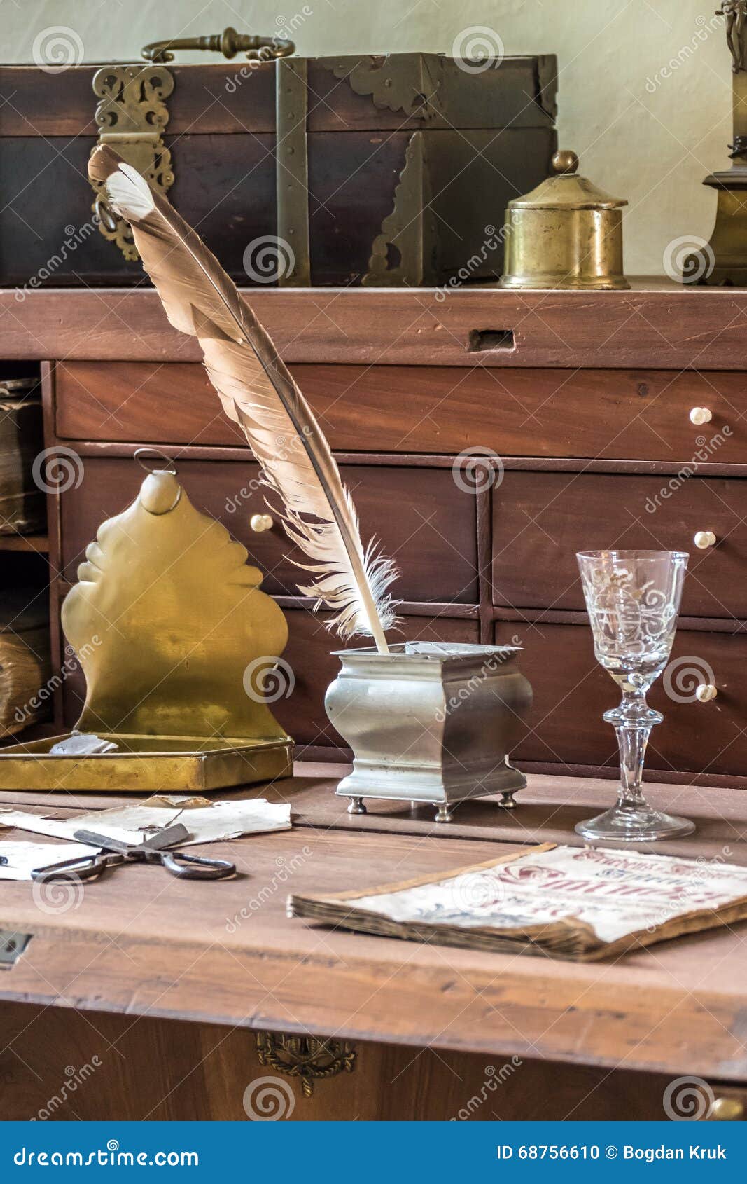 Old work desk stock photo. Image of antique, vintage - 68756610