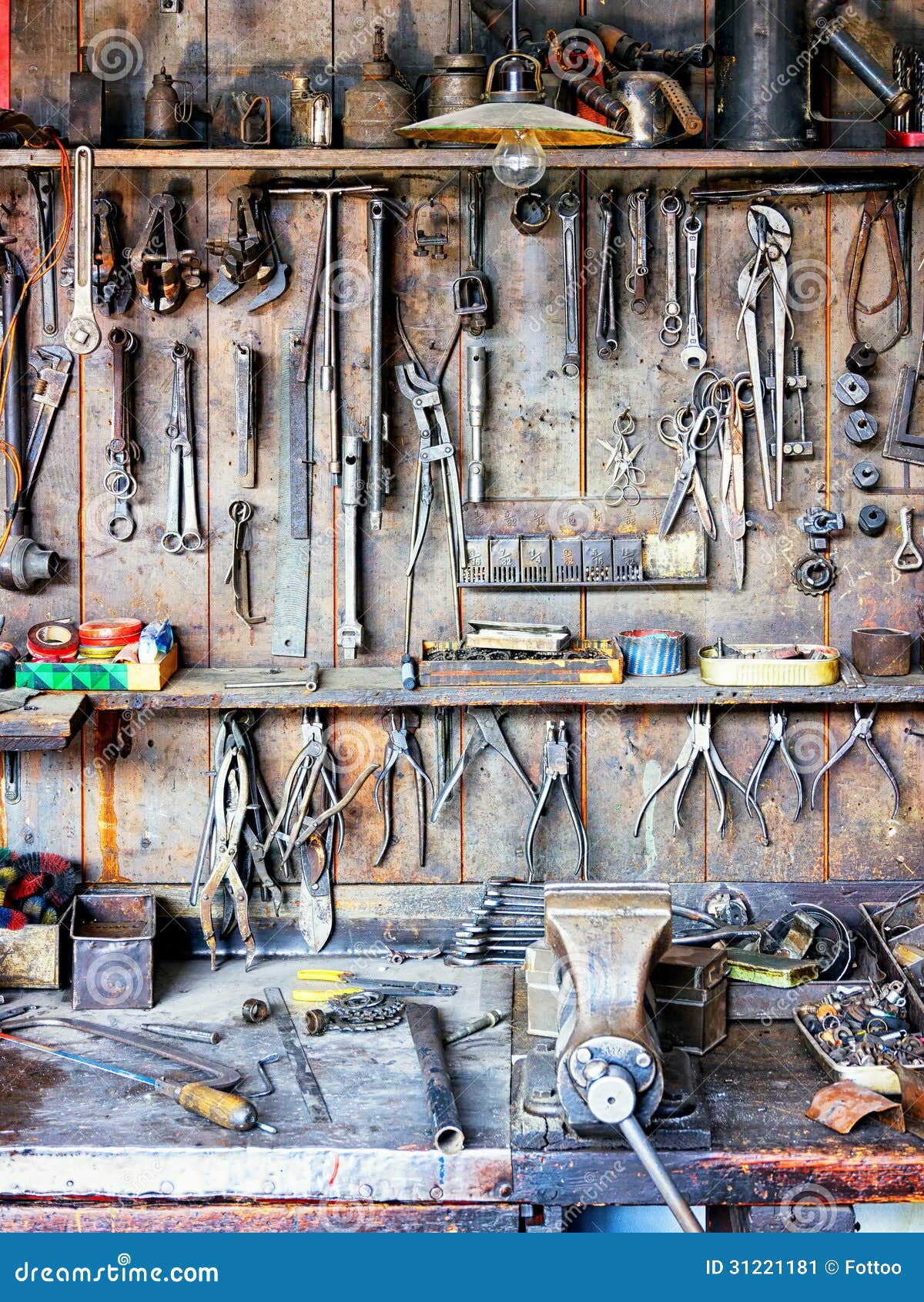 Old workbench stock image. Image of place, indoors, color - 31221181