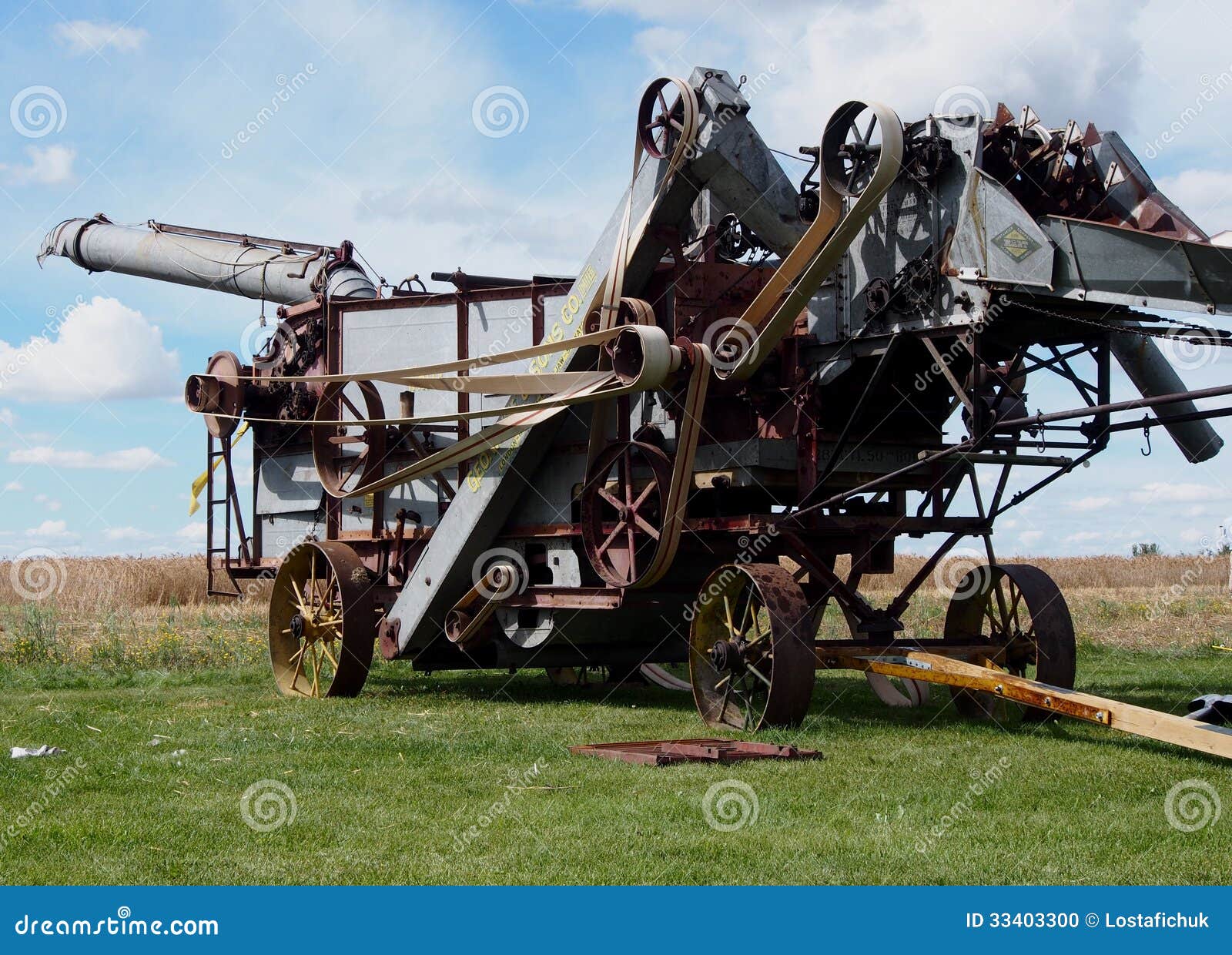 Old Working Combine in Field Editorial Image - Image of field, barley ...