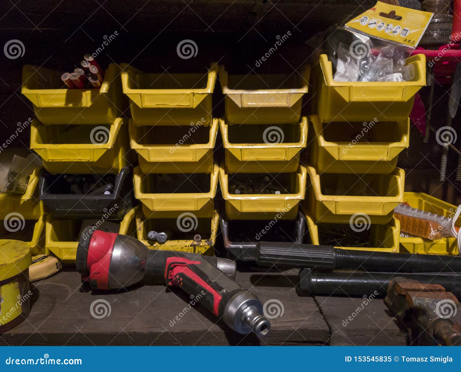Messy Tool Desk Top View Scattered And Unorganized Work Tools No People ...
