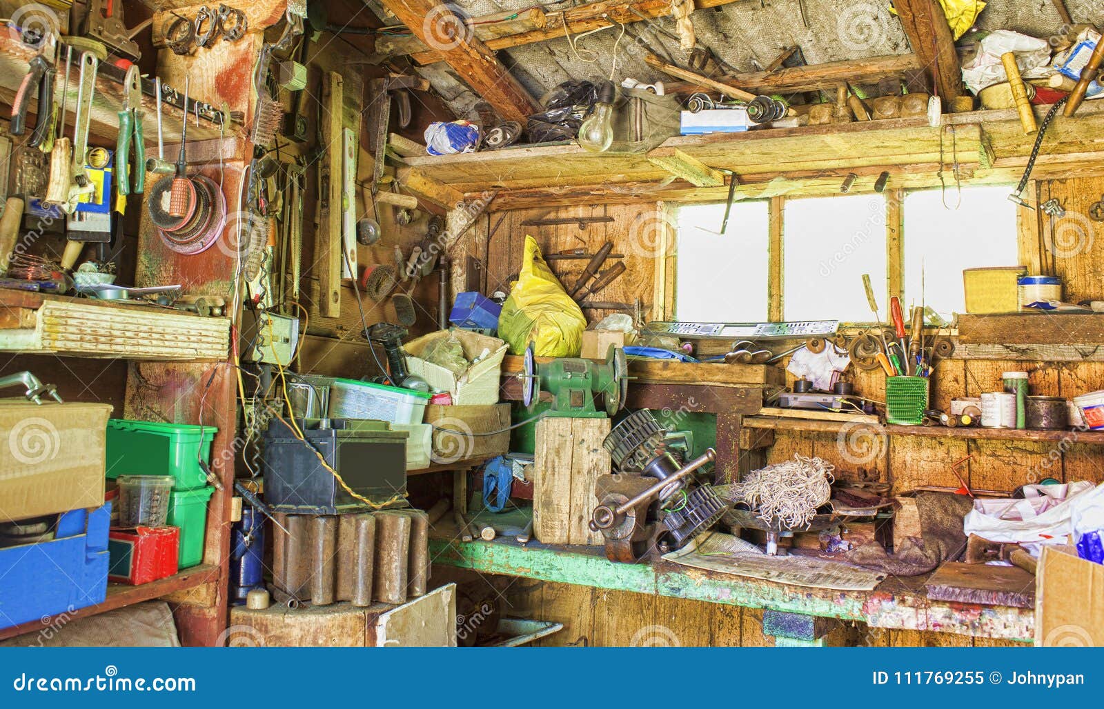 Old workshop in home stock image. Image of barn, shelf - 111769255