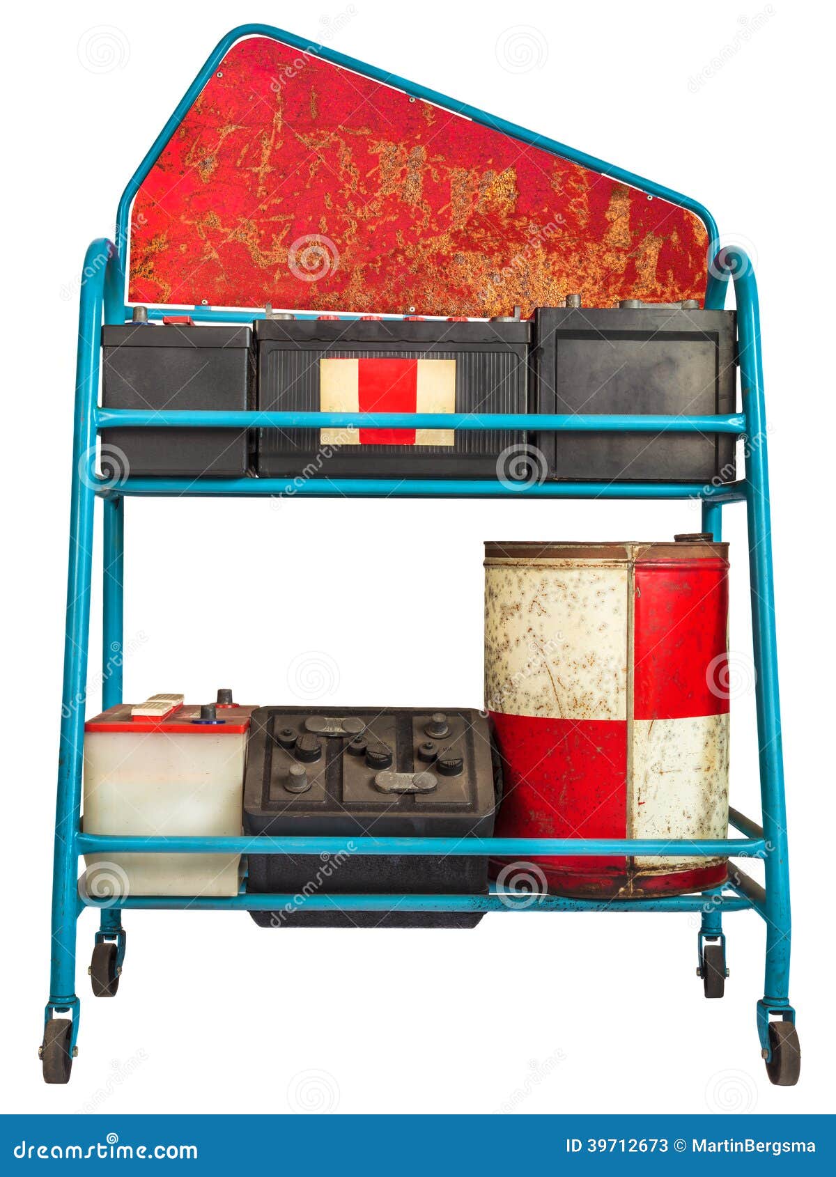 Old Workshop Storage with Batteries Isolated on White Stock Image ...