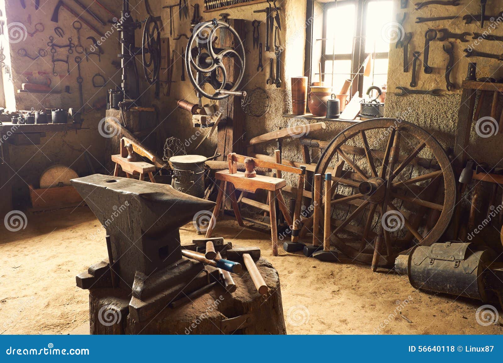 Old workshop stock photo. Image of bench, industry, equipment - 56640118