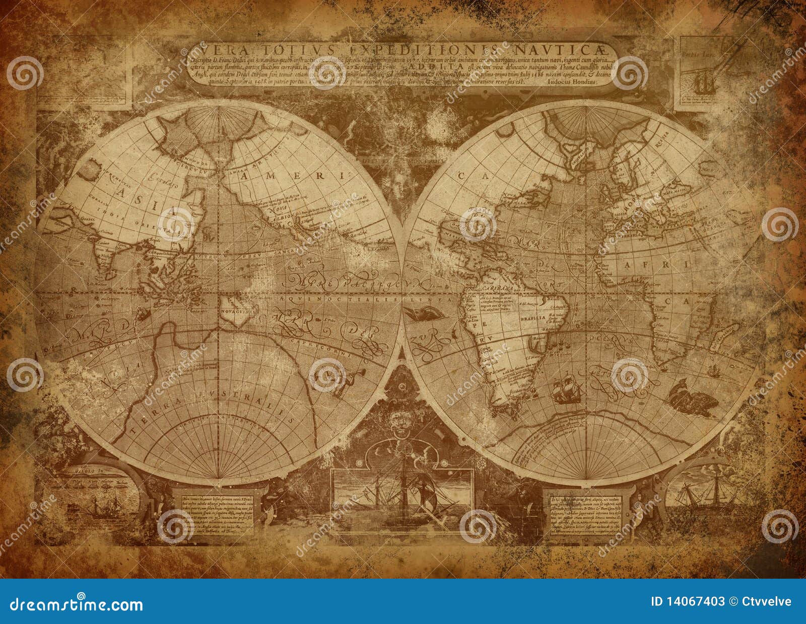 Old world map stock image. Image of aged, paper, cover - 14067403