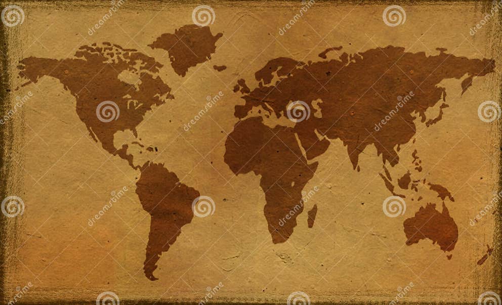 Old world map stock illustration. Illustration of damaged - 7785535