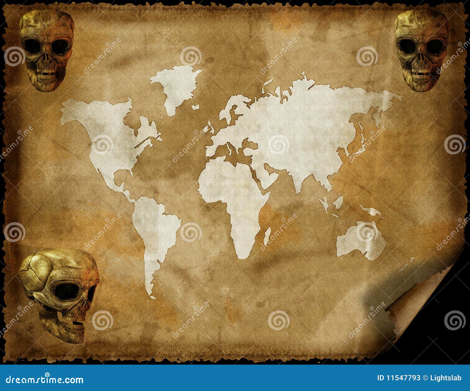 Old World Map on Grunge Retro Paper Stock Illustration - Illustration ...