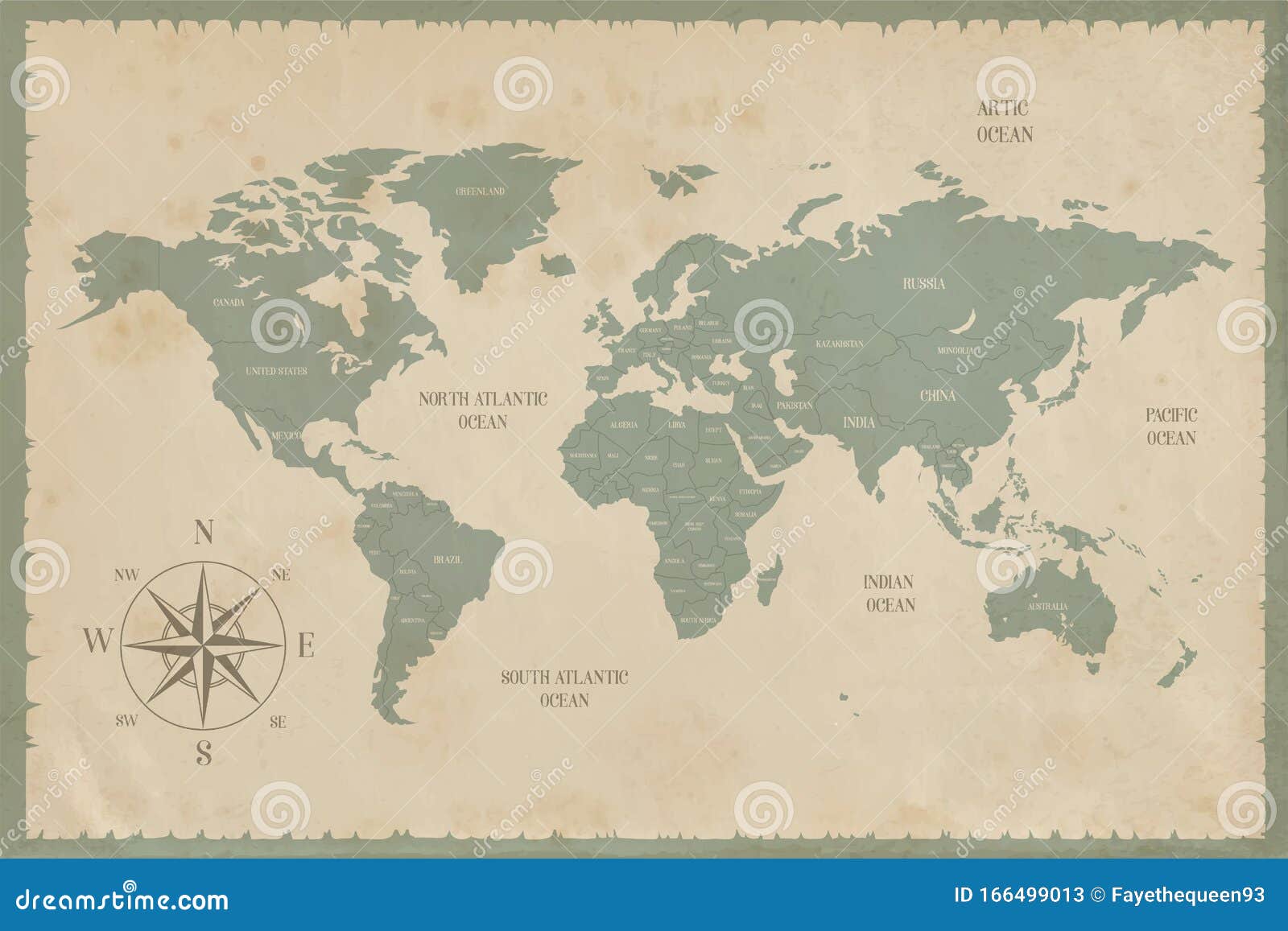 Old World Map in Vintage Style. Stock Vector - Illustration of pacific ... Old World Map in Vintage Style. Stock Vector - Illustration of pacific ...