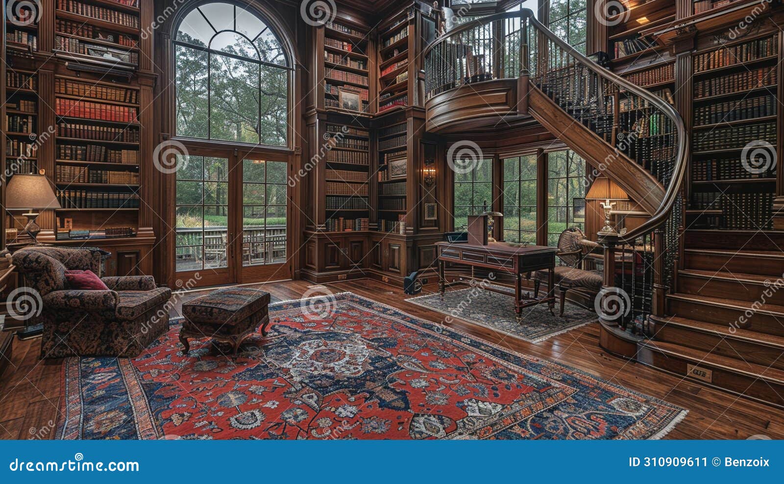 Old-world Study with Rich Wood Paneling and a Hidden Bookcase Door ...