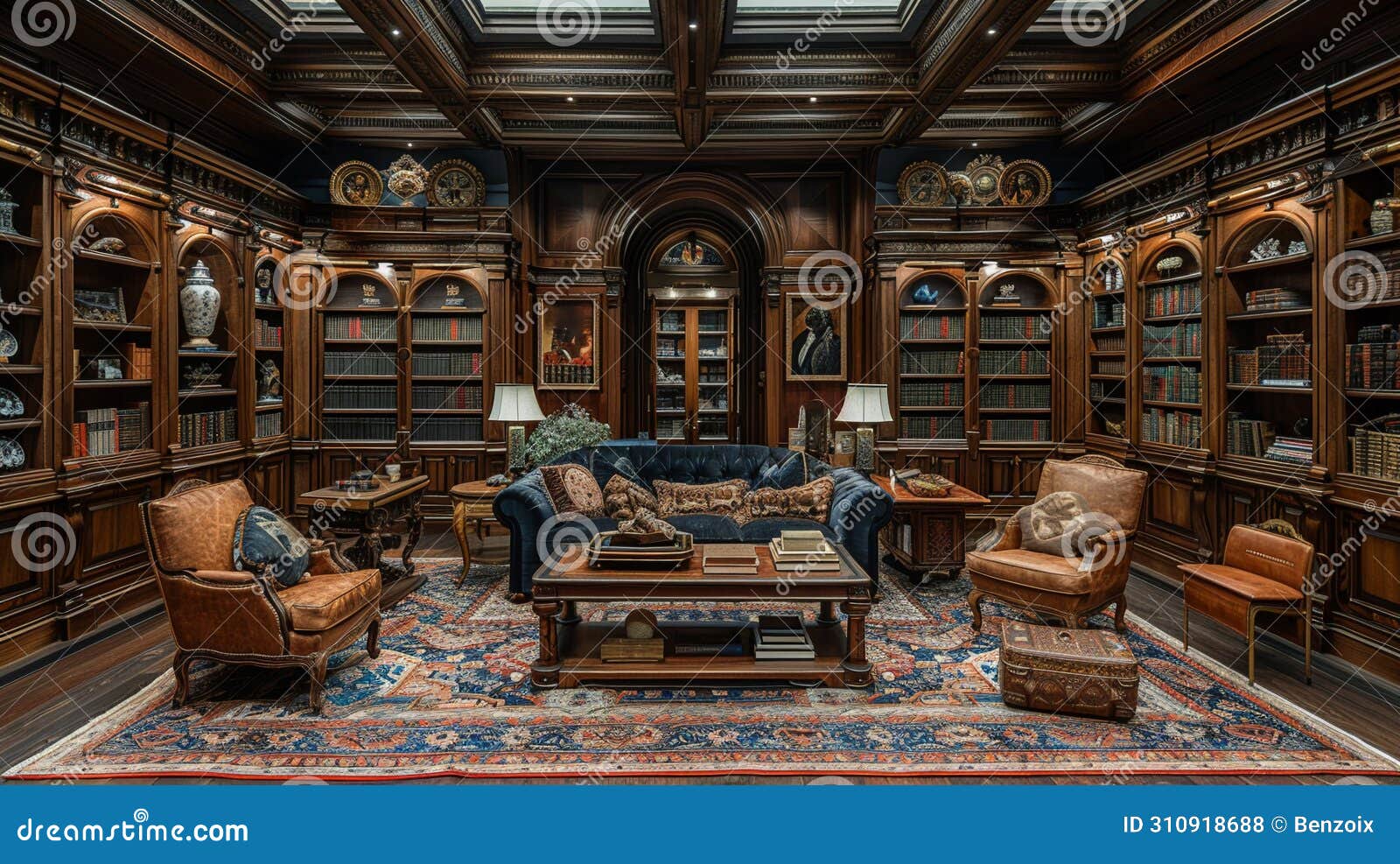 Old-world Study with Rich Wood Paneling and a Hidden Bookcase Door ...