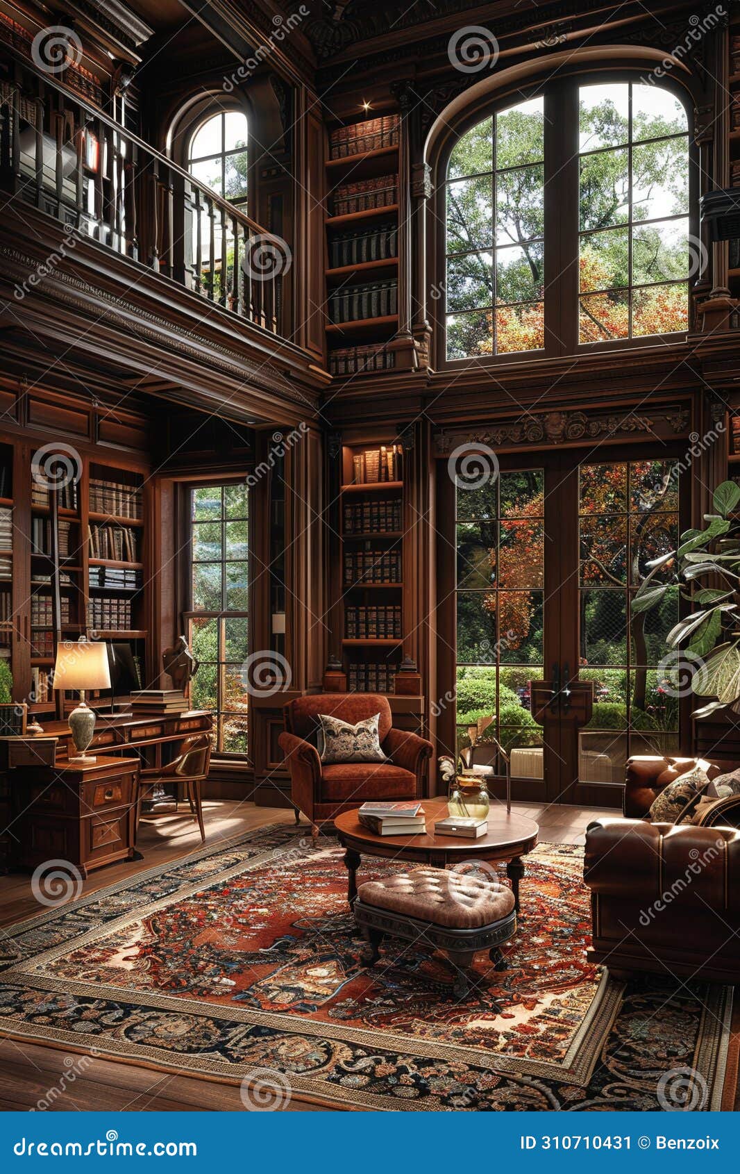 Old-world Study with Rich Wood Paneling and a Hidden Bookcase Door3D ...