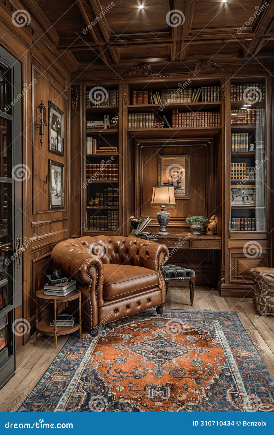 Old-world Study with Rich Wood Paneling and a Hidden Bookcase Door3D ...