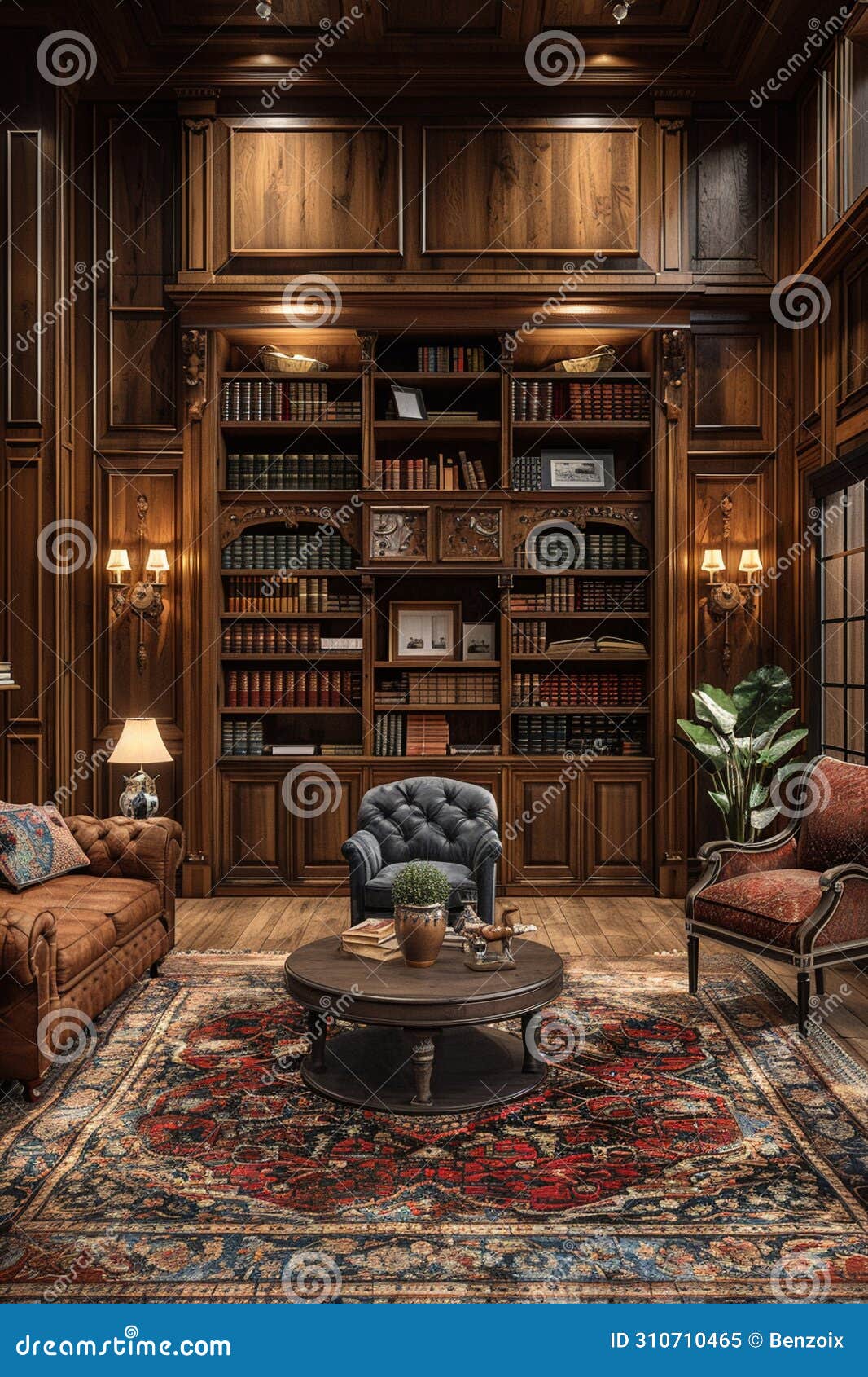Old-world Study with Rich Wood Paneling and a Hidden Bookcase Door3D ...