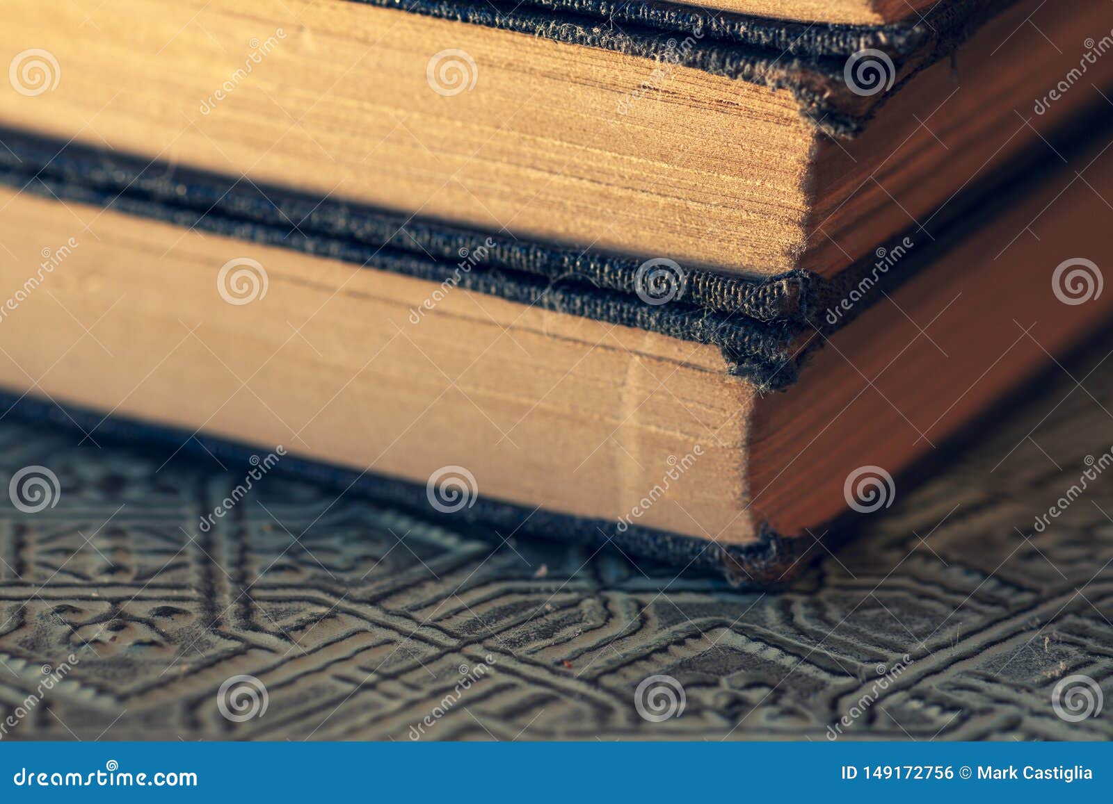 Old Worn Books Stacked on Textured Surface Close Up Stock Photo - Image ...