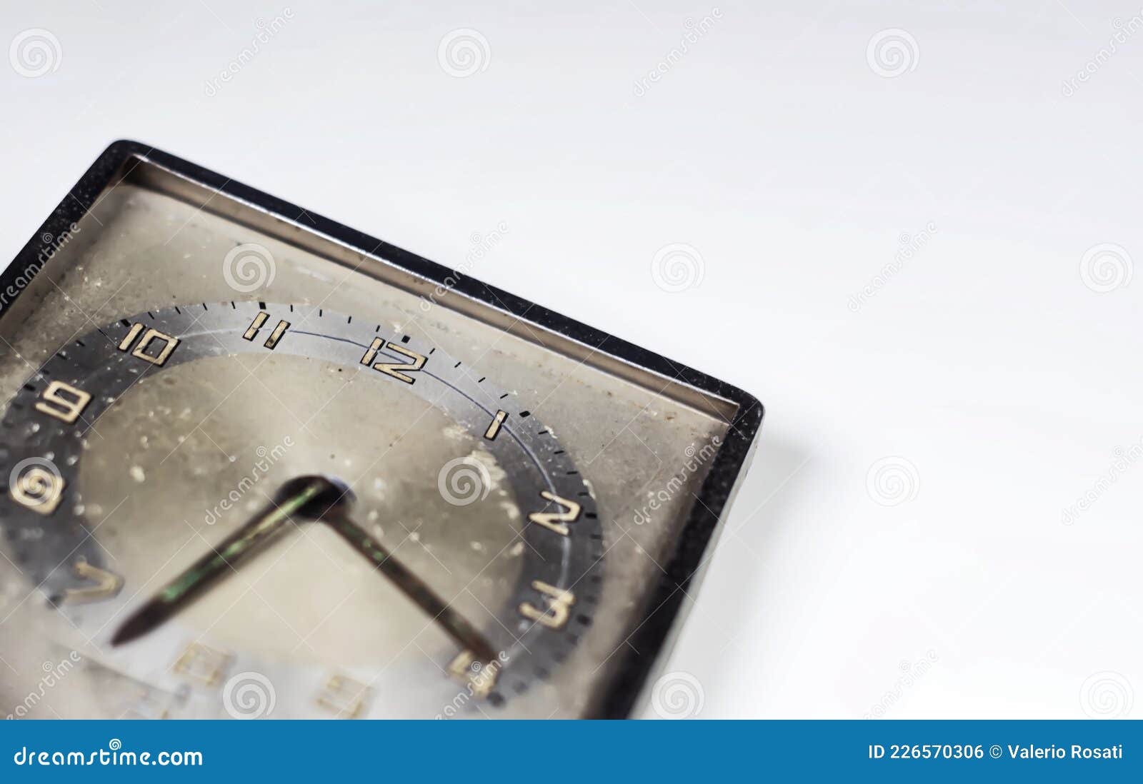 Old Worn Clock with Square Dial Isolated on a White Background Stock ...