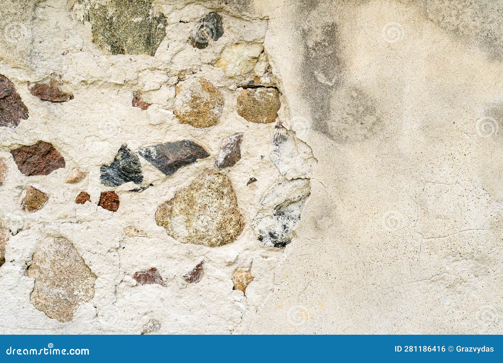 Old, Worn, Distressed Stone Wall Structure with Broken Plaster Stock ...