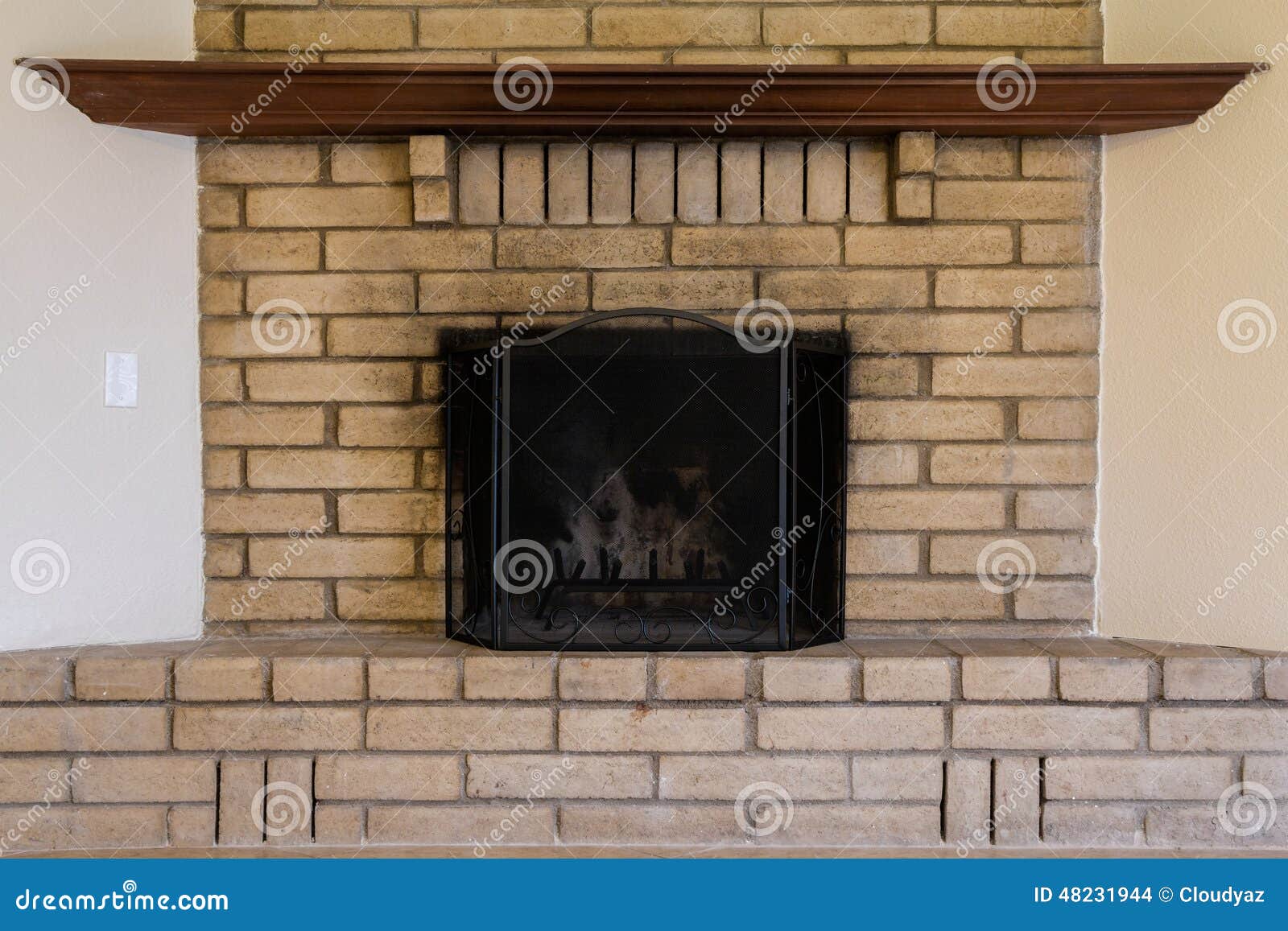 Old Worn Fireplace stock photo. Image of interior, home - 48231944