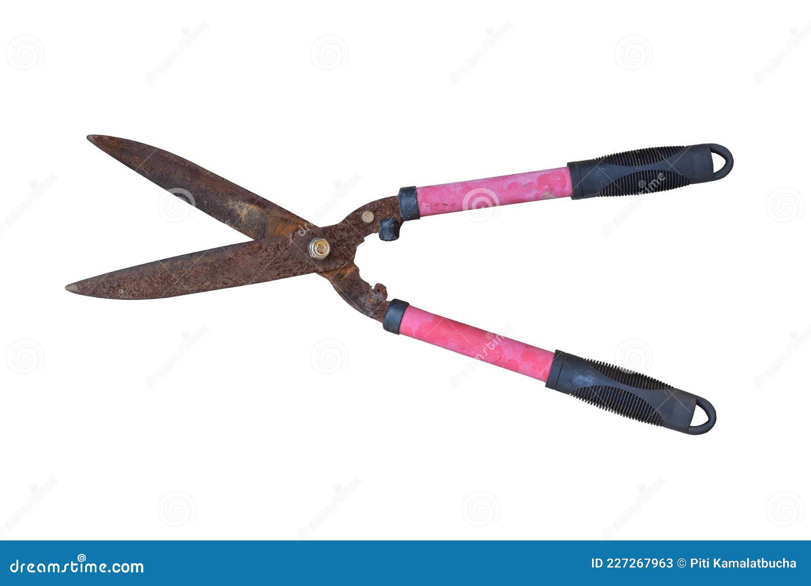 Old, Worn Gardening Shears. Isolated on White Stock Image - Image of ...