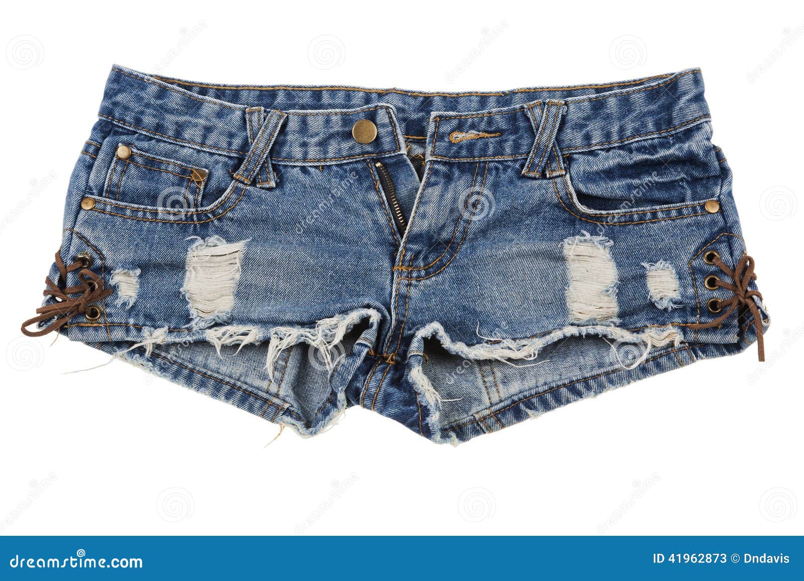 Old Worn Jean Shorts Isolated on White Background Stock Image - Image ...